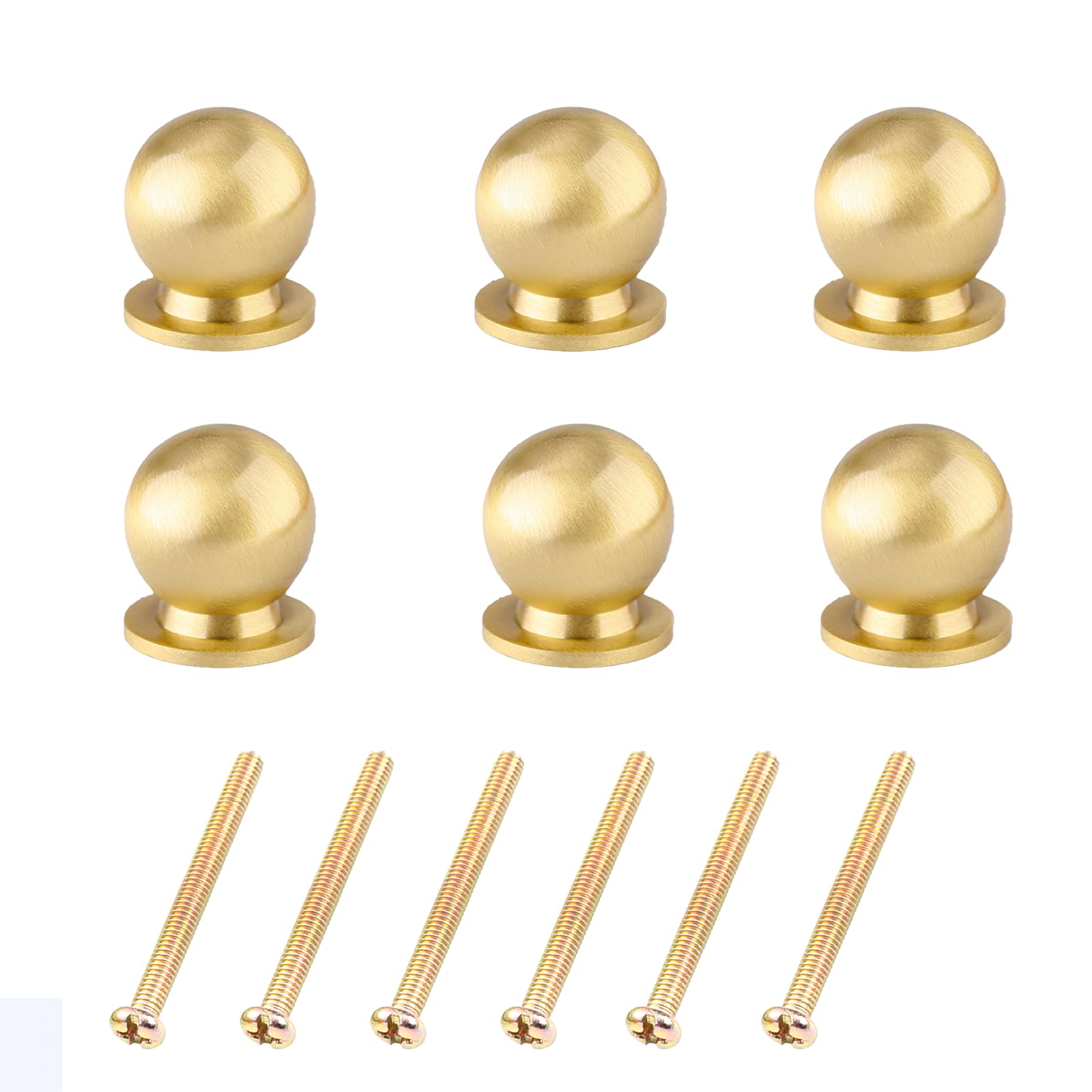 Mini Small Drawer Knobs 6 Pack 1/2 Inch 12mm Round Solid Brass Cabinet ...