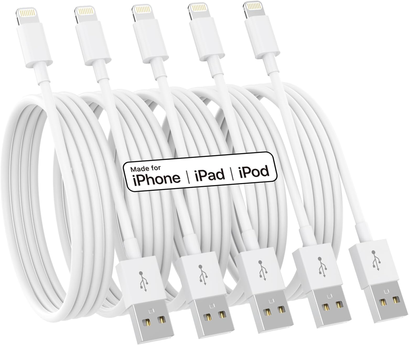 Amazon.com: Original [Apple MFi Certified] iPhone Charger,5Pack(3/3/6/6 ...