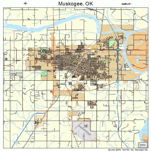 Large Street & Road Map of Muskogee, Oklahoma OK - Printed poster size ...