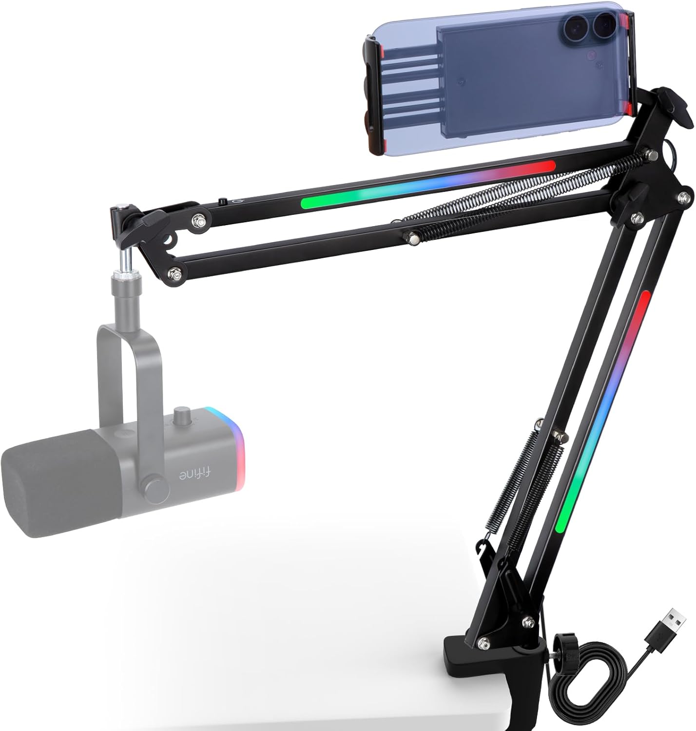 SUNMON RGB Boom Arm Mic Stand, Adjustable AM8 Mic Arm with 3/8’’ to 5/8 ...
