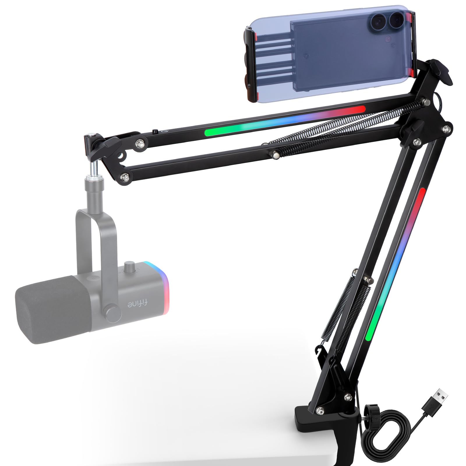 SUNMON RGB Boom Arm Mic Stand, Adjustable AM8 Mic Arm with 3/8’’ to 5/8 ...