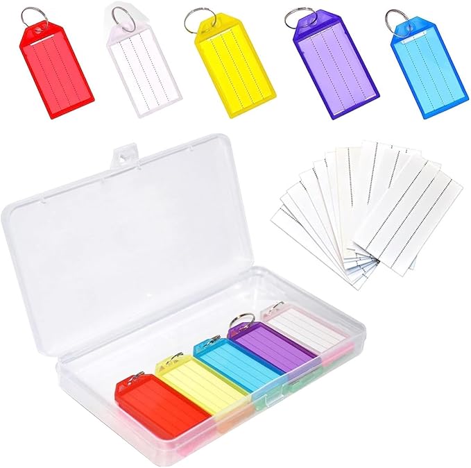 25 Pack Key Tags with Labels, 5 Colors Plastic Key Tags with Durable ...
