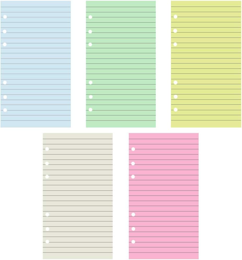 Amazon.com : Colorful 6-Hole Ruled Refills Inserts, 5-Color Loose Leaf ...