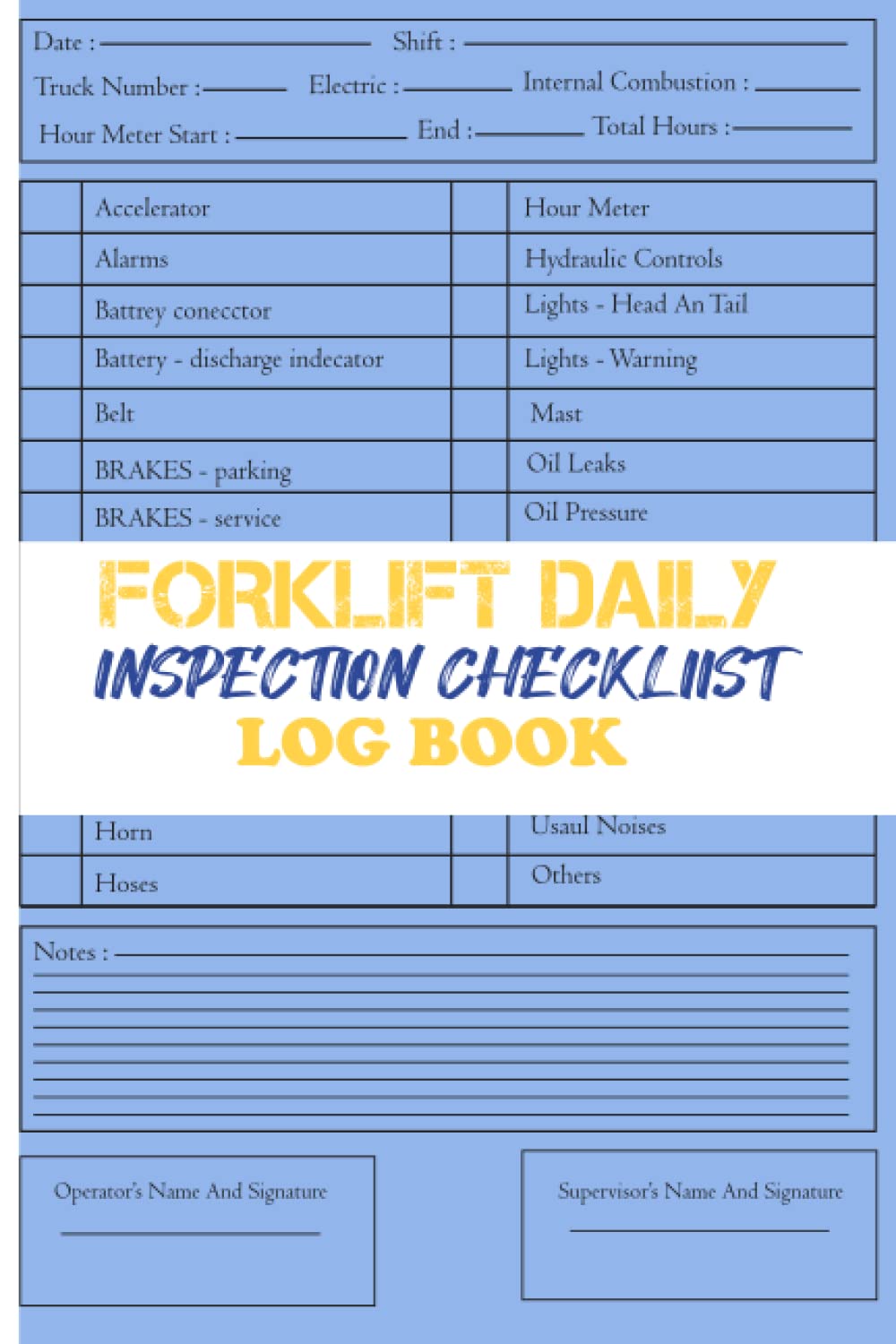 Buy Forklift Daily Inspection Checklist Log Book Forklift Operator Checklist Record Book buy-forklift-daily-inspection-checklist-log-book-forklift-operator-checklist-record-book