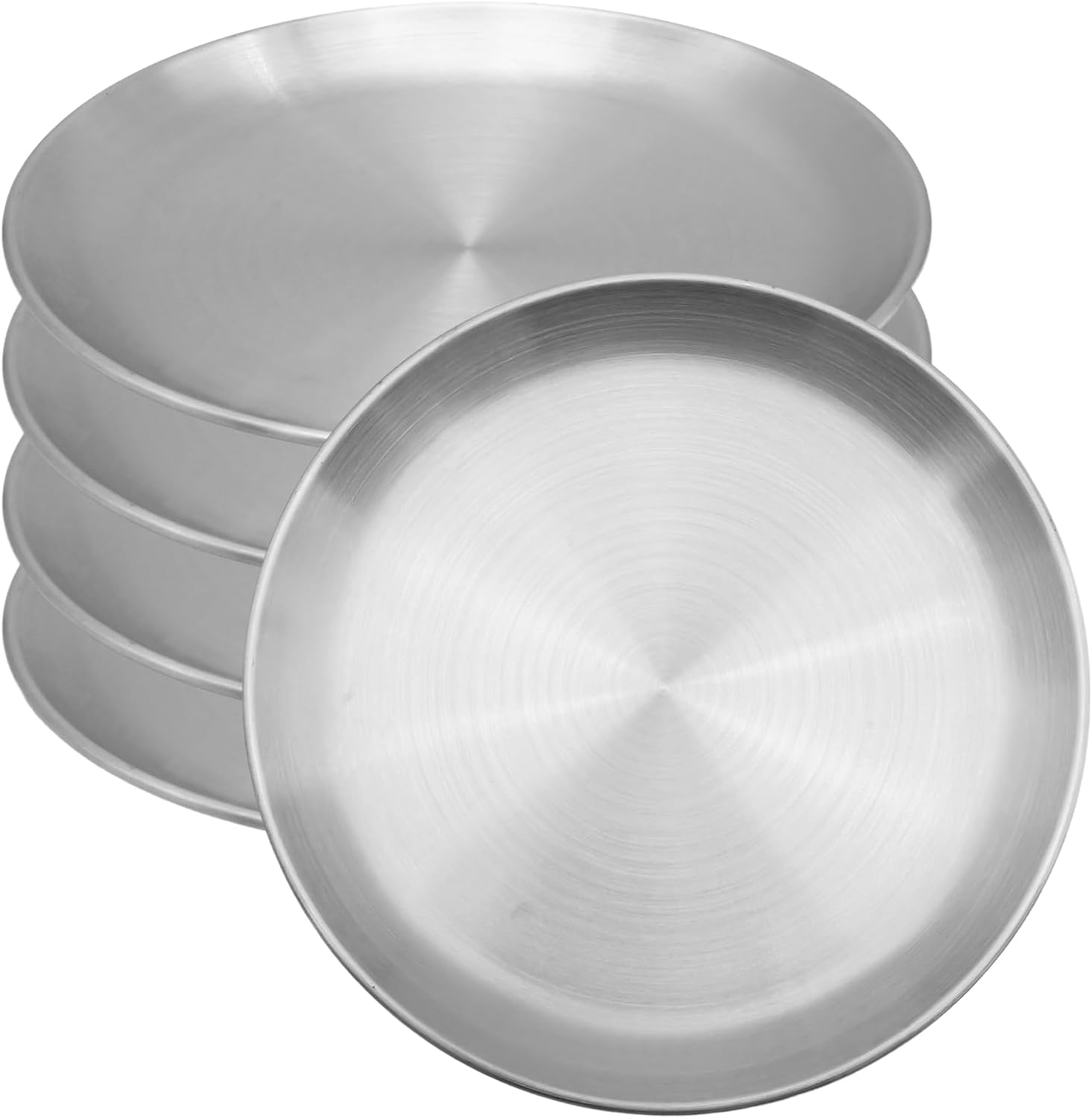 Hoypeyfiy 5Pcs 20cm Stainless Steel Dinner Plates, Unbreakable Round ...