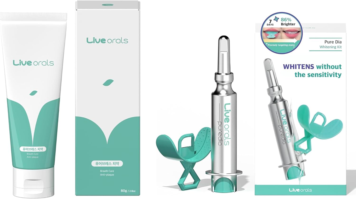 Amazon.com: Live Orals Pure Dia Teeth Whitening Gel Kit and Live Orals ...