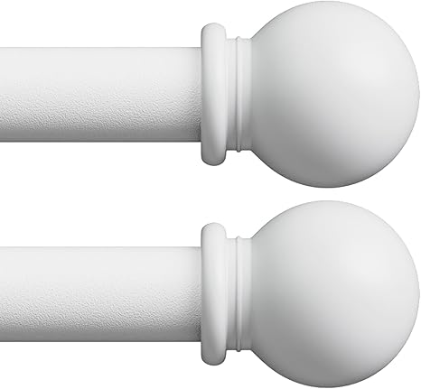 2 Pack White Curtain Rods 84-120, Long Adjustable Curtain Rod for Patio ...