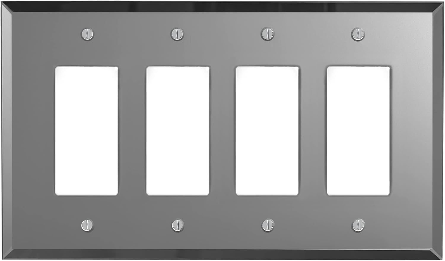 Switch Hits Grey Tint Glass Mirror Outlet Wall Plate | 4 GFI Rocker | 9 ...