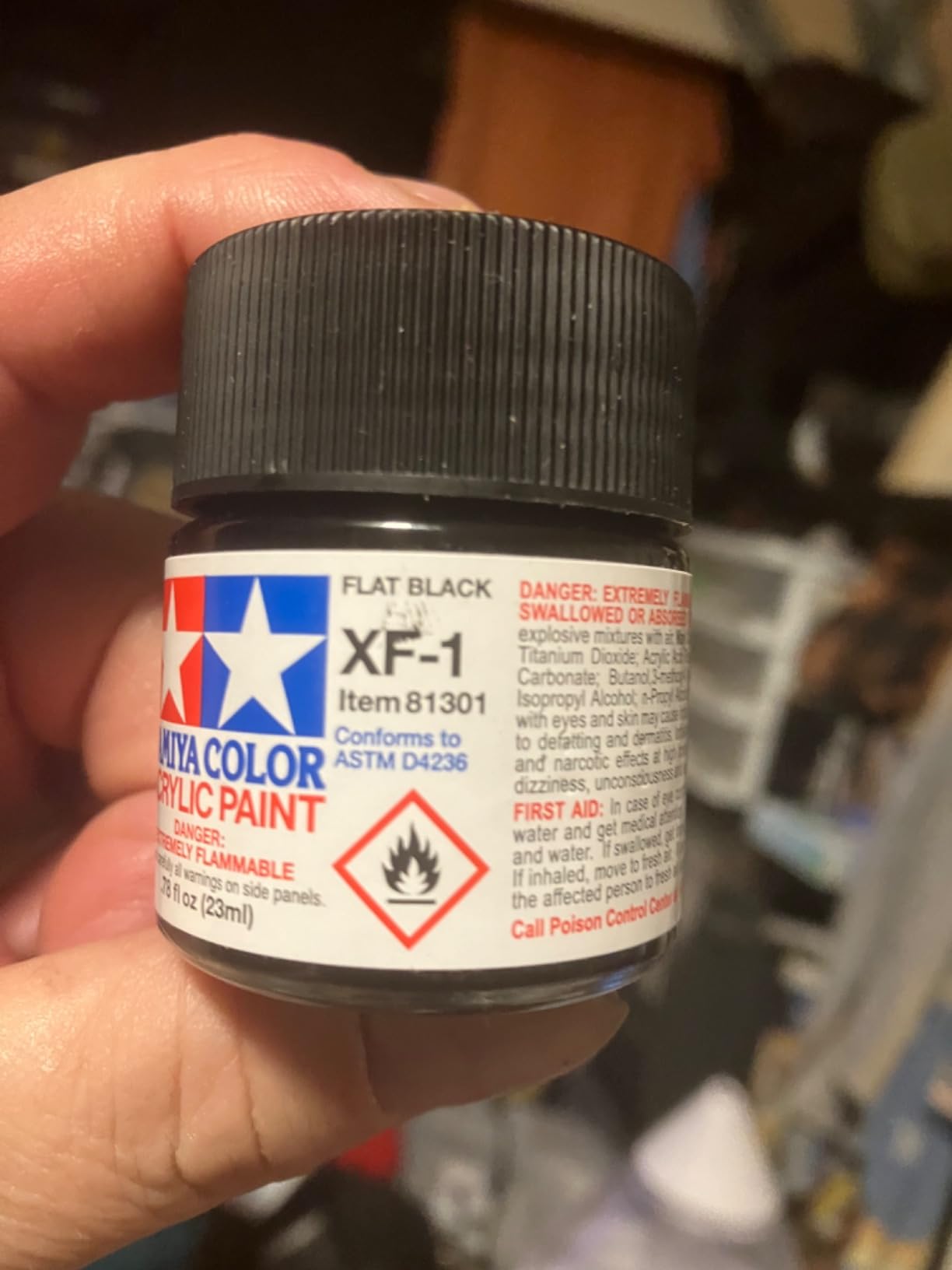 Amazon.com: TAMIYA Acrylic XF1 Flat Black TAM81301 Plastics Paint ...
