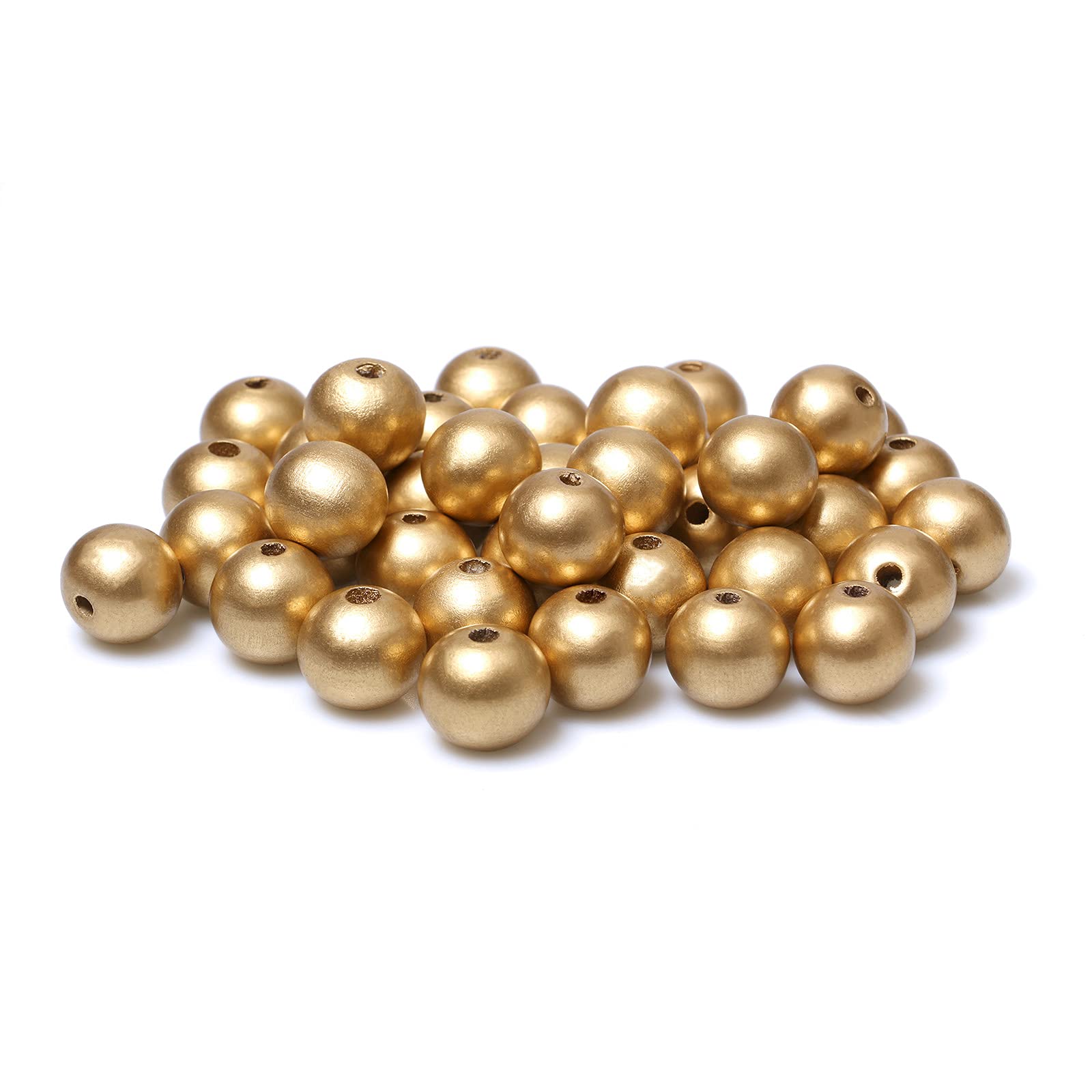 Amazon.com: 50pcs 20mm Gold Wooden Beads for Tassel Decor/Farmhouse ...