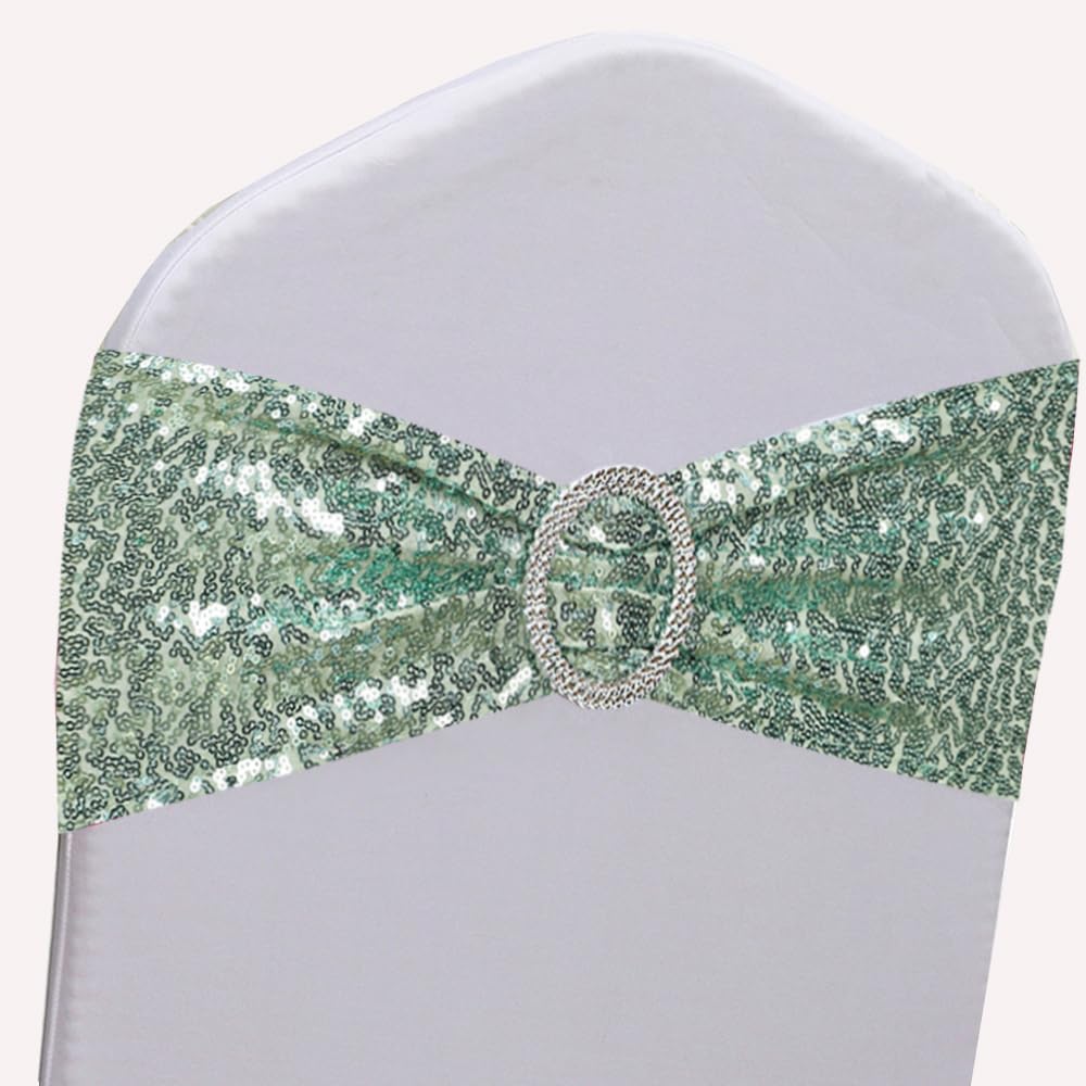 Amazon.com: Gankar Double-Sided Sequin Spandex Sage Green Chair Sashes ...