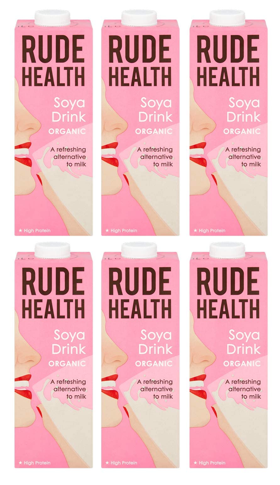Rude Health 6 x 1 Litre Organic Soya Dairy-Alt Milk, 100% Natural ...