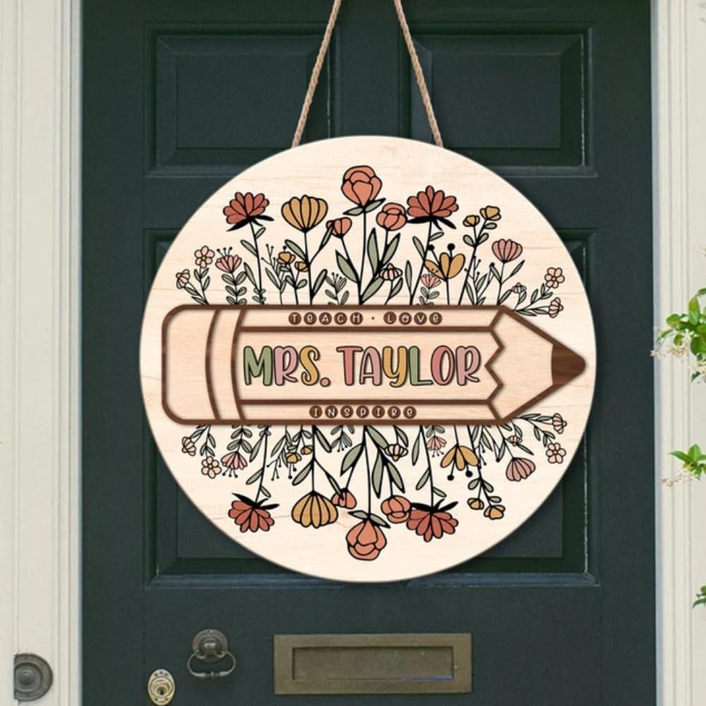 Amazon.com: MDPrints Personalized Classroom Door Sign, 8", 12",14", 18 ...