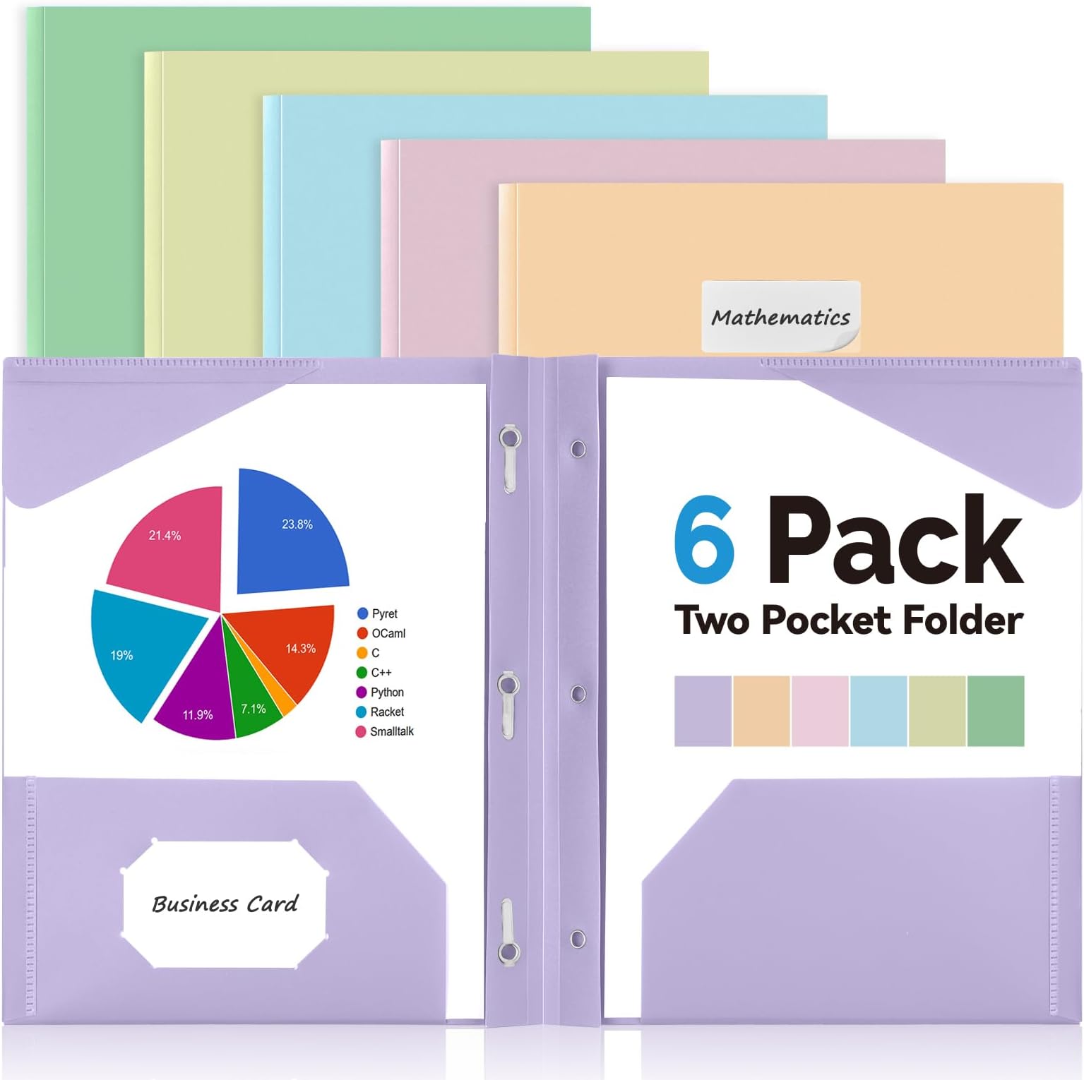 Amazon.com : INFUN Plastic Pockets Folders with Brads, Heavy Duty ...
