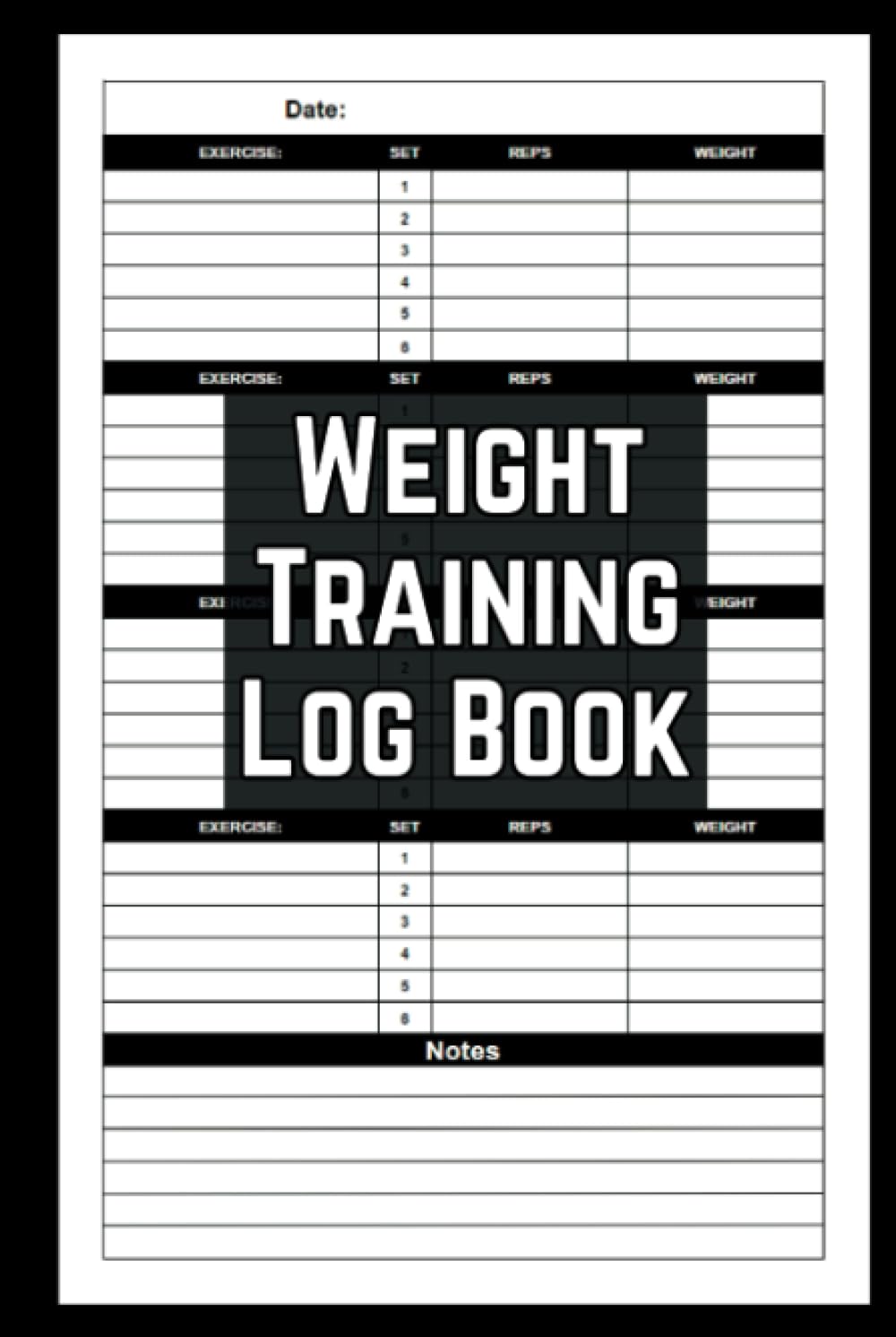 Weight Training Log Book (Black): Hardcover, No Nonsense Workout ...