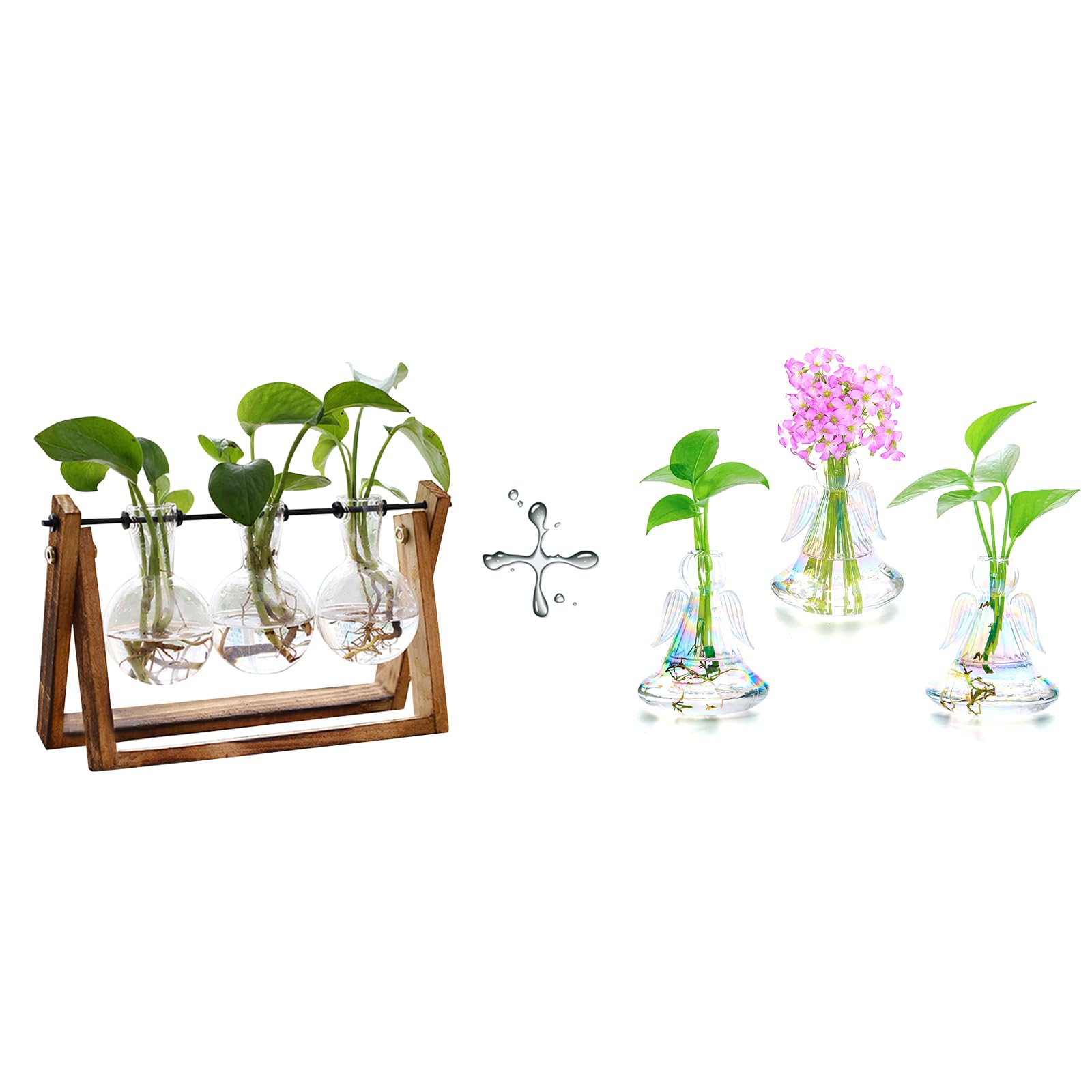 Amazon.com: XXXFLOWER Plant Terrarium with Wooden Stand - 3 Bulb Vase ...