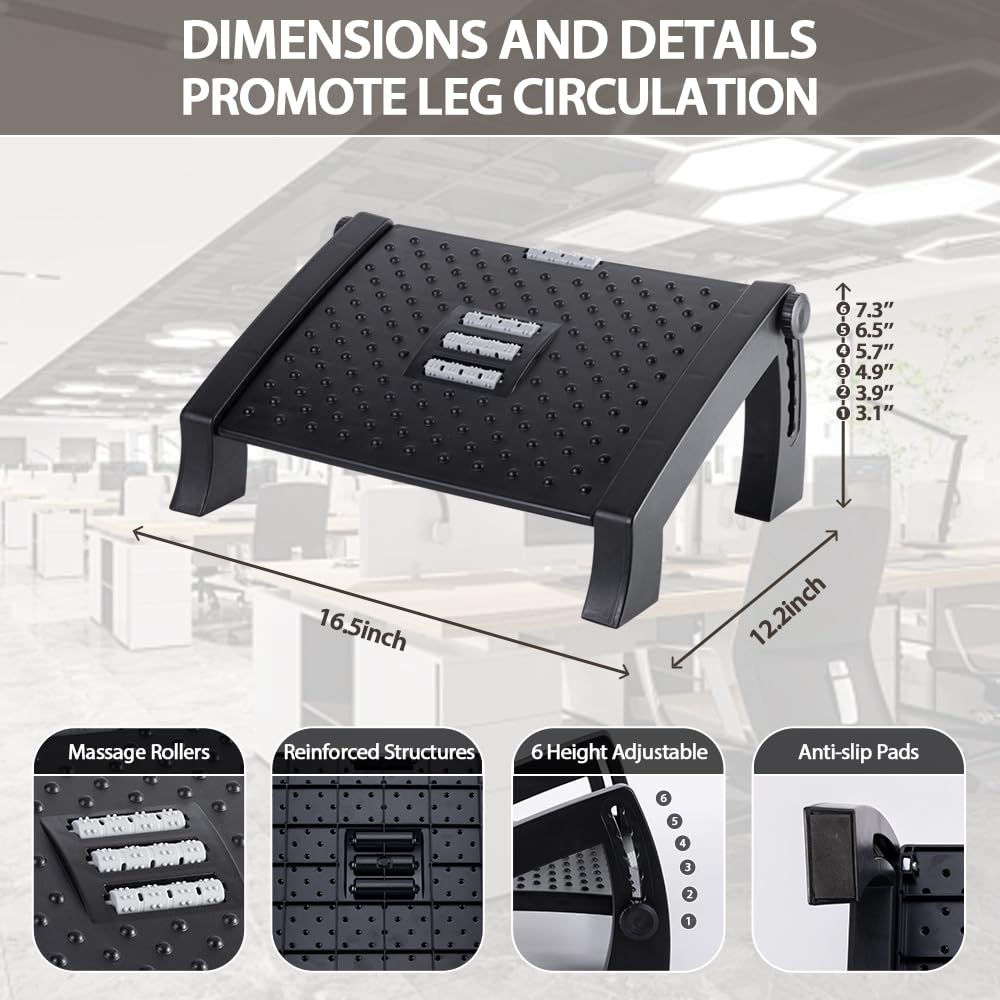 Snapklik.com : CasaZenith Foot Rest, Six Heights Adjustable Foot Rest ...