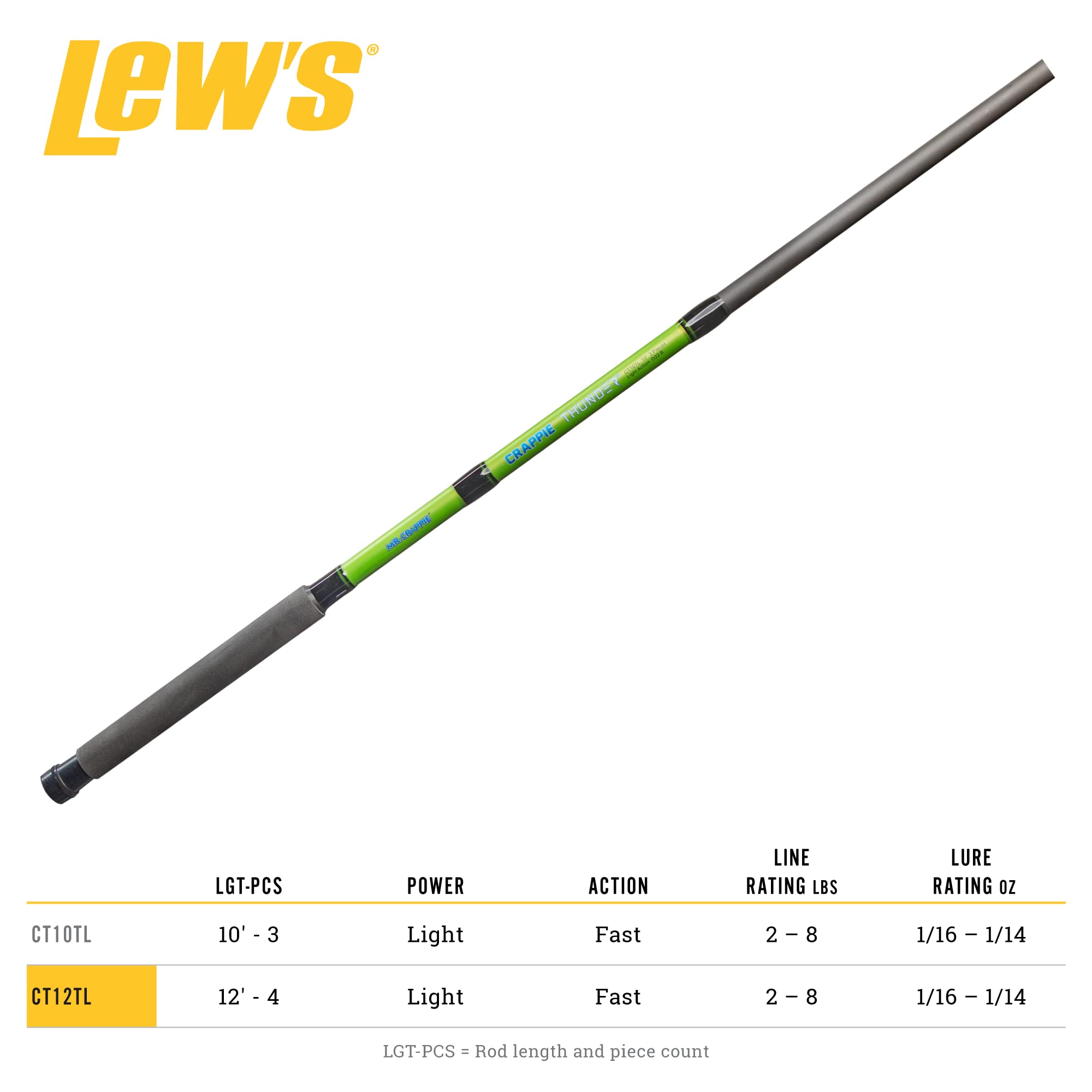 Lew's Crappie Thunder Telescopic Rod, 12-Foot 4-Piece Fishing Rod ...