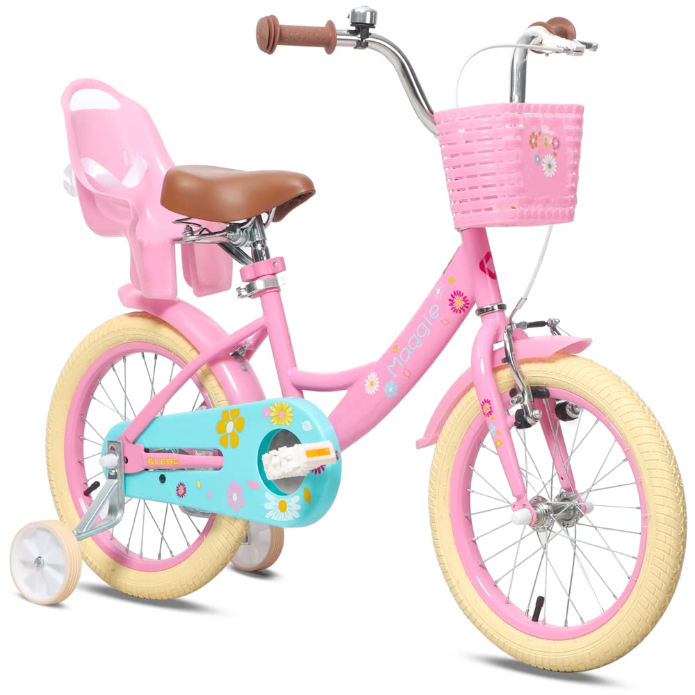 Glerc Kids Girls Pink Bike with Basket for 2-7 Years Old Kids, 12 14 16 ...