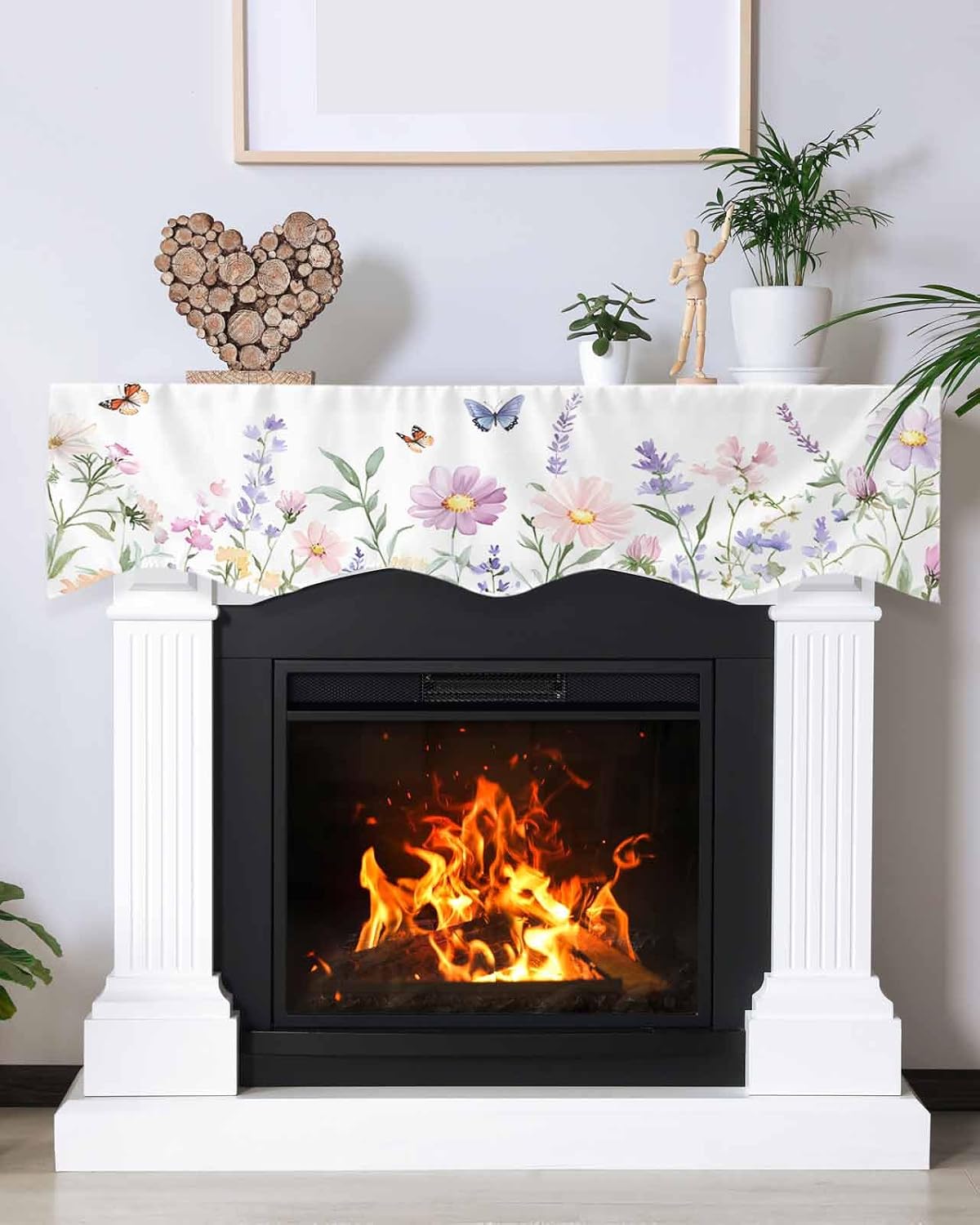 Amazon.com: Spring Floral Mantel Scarf for Fireplace 70 x 17 inches ...