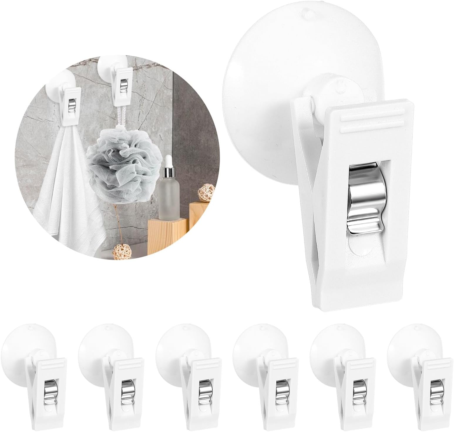Amazon.com: ASTER 6Pcs Shower Curtain Clips with Suction Cup, Multiple ...
