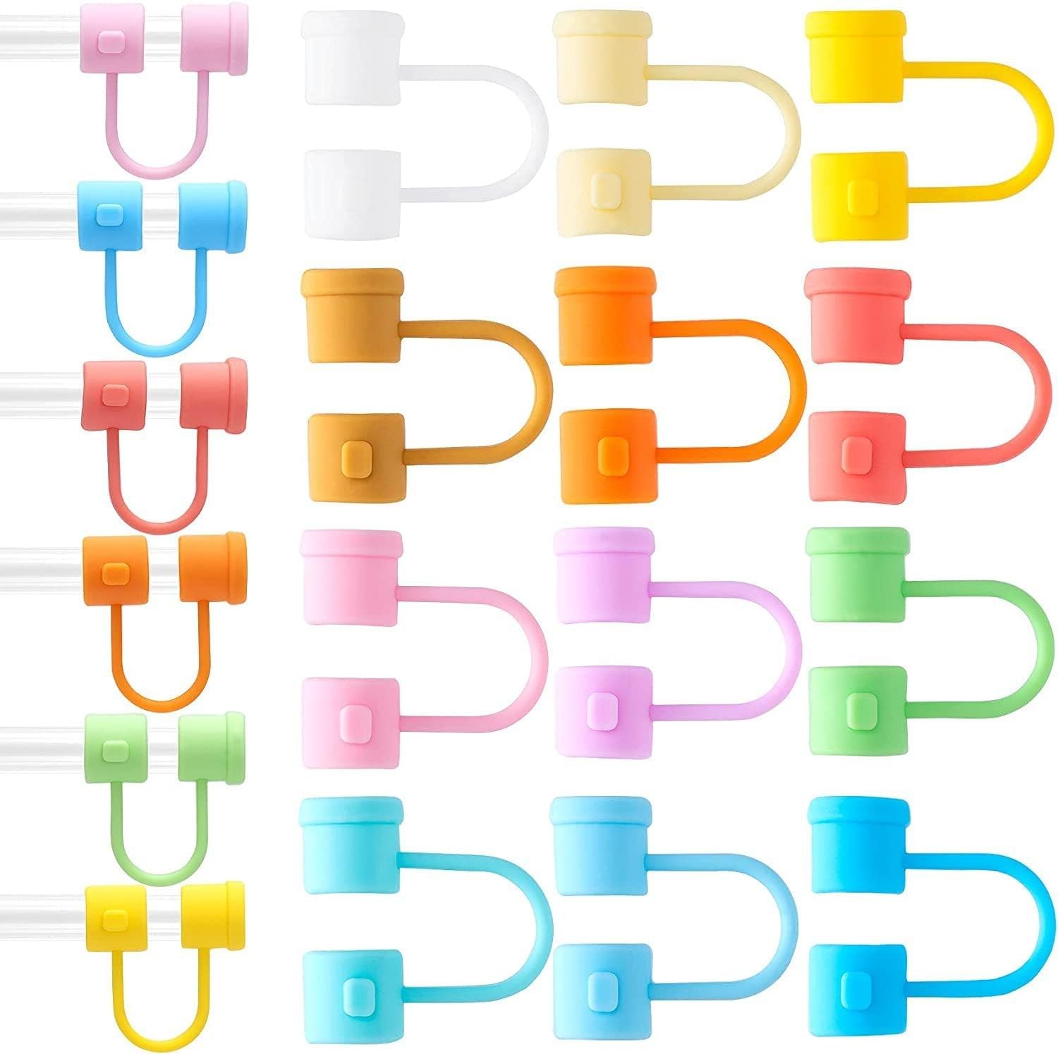 Amazon.com: Silicone Straw Tips Cover, Reusable Drinking Straw Covers ...
