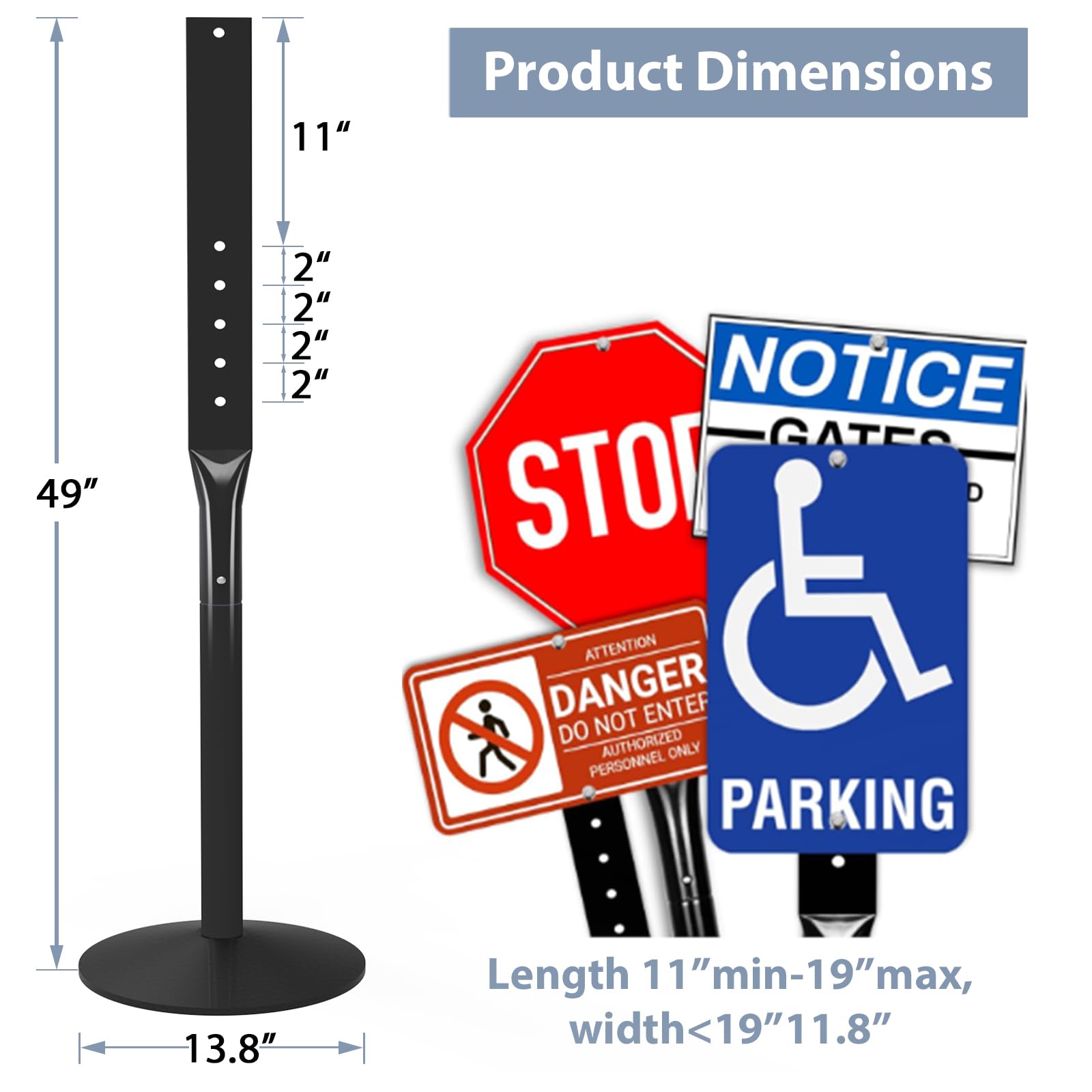 Snapklik.com : STANDNEE Parking Sign Post Heavy Duty 49" Sign Base Cast ...