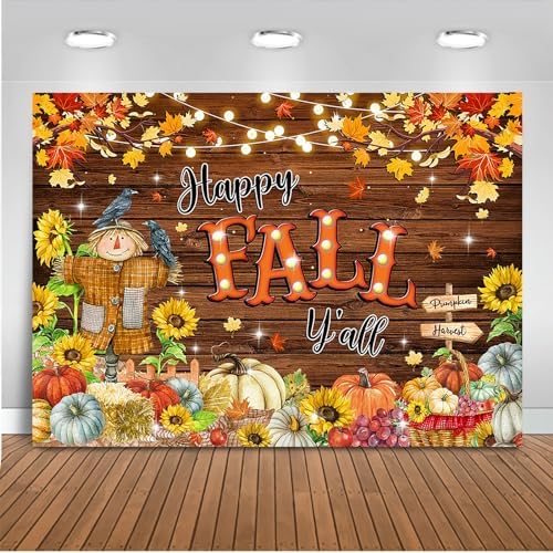 Amazon.com: Avezano Happy Fall Y'all Backdrop Banner Autumn Harvest ...