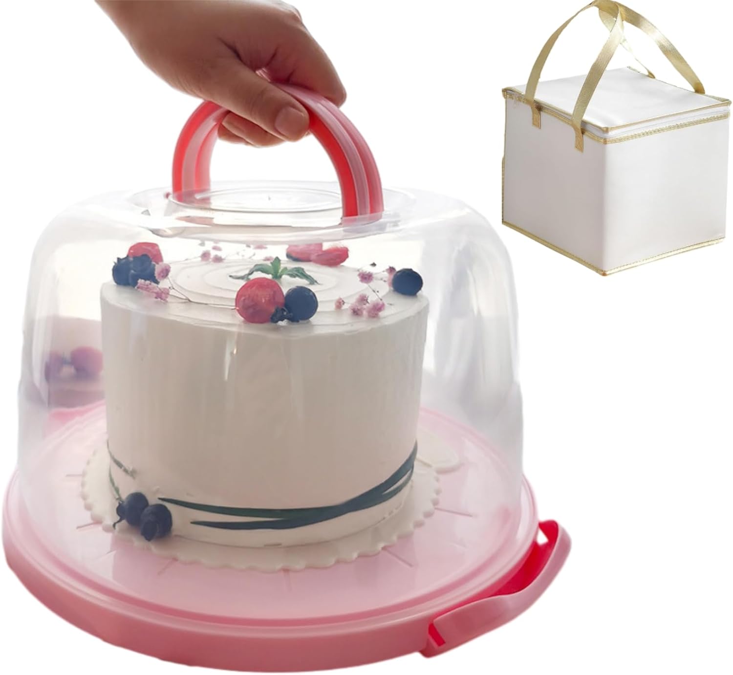 Amazon.com: GOVNPJ Cake Carrier 10 Inch, Round Cake Carrier with Dome ...