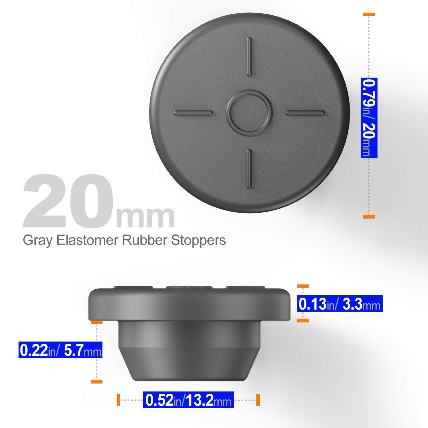 Snapklik.com : 20mm Vial Butyl Stoppers 100 Pcs, Mushroom Self Healing ...