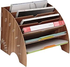 Amazon.co.jp: Document Tray File Rack Fan Wooden Desktop File Holder ...