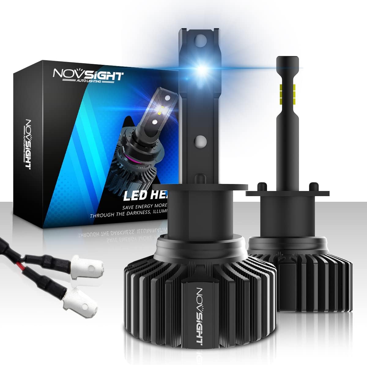 NOVSIGHT H1 LED Headlight Bulb, 10000LM Extremely Bright H1 Headlight ...