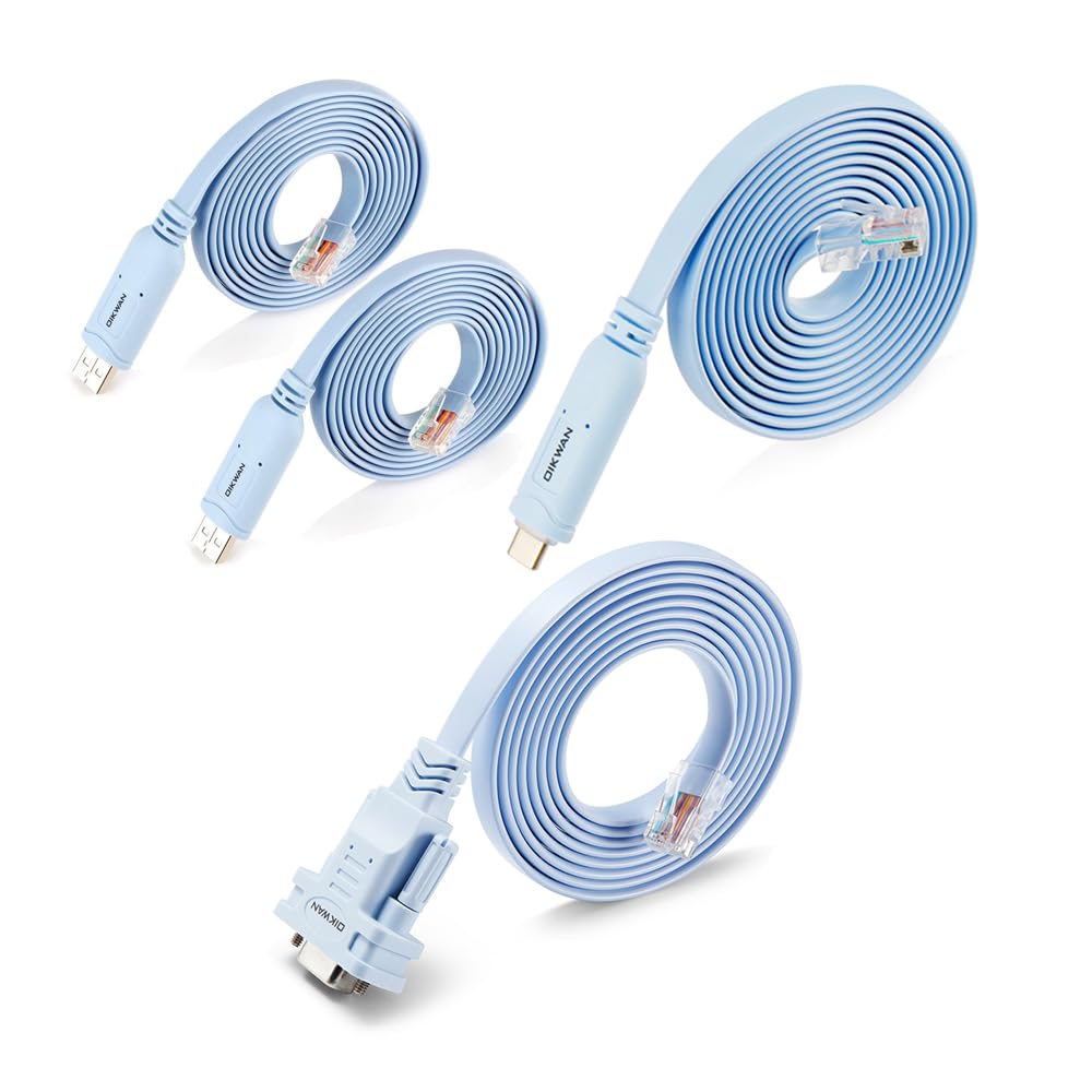 Amazon.com: OIKWAN DB9 to RJ45 & USB to RJ45 Console Cables 2Pack + USB ...