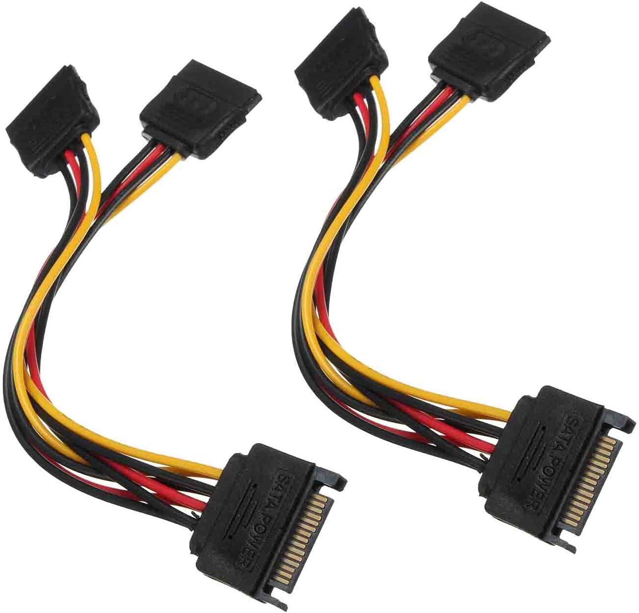 Amazon.com: traderplus 2Pcs 15 Pin SATA to Dual SATA Power Y Splitter ...