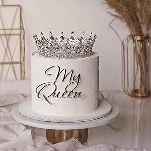 Amazon.com: Birthday Queen Cake Toppers Mirror Acrylic Happy Birthday ...