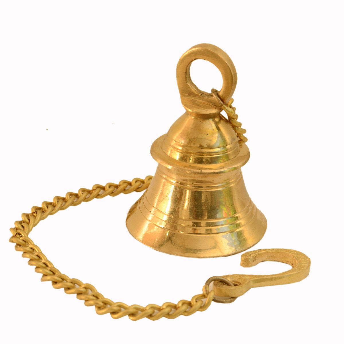 Purpledip Small Hanging Bell: Solid Brass Bell with Deep Sound (11005 ...