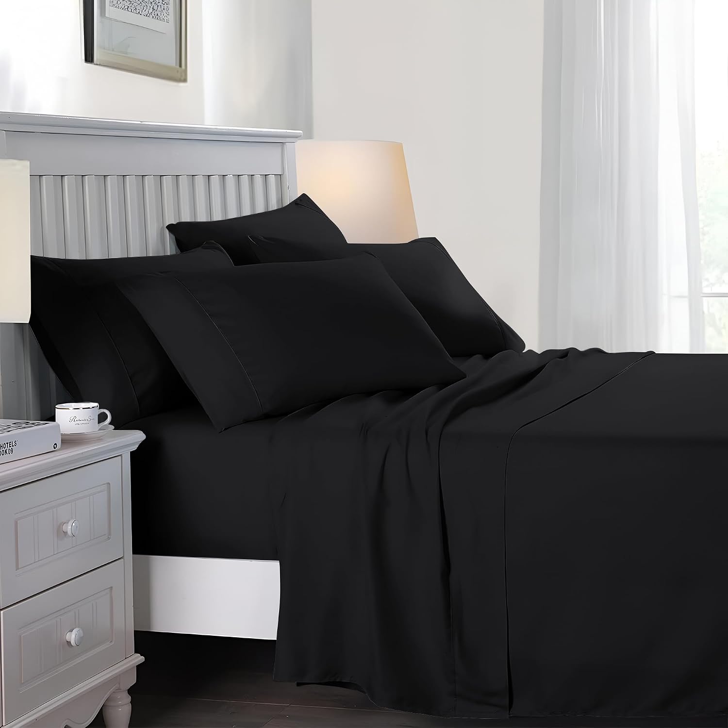 Imperial Rooms Flat Sheets Double 100% Egyptian Cotton Black Bed Sheet ...