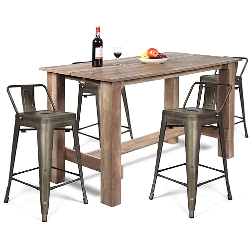 Amazon.com - Giantex 5 Pieces Dining Table Set, Rectangular Counter ...