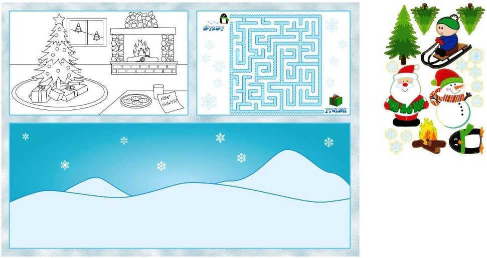 Amazon.com: 8-Count Activity Placemats with Stickers, Kids Christmas ...