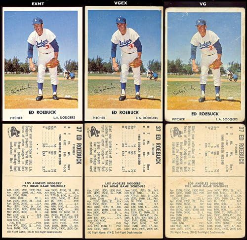 1961 bell brands baseball (baseball) Card# 37 ed roebuck of the Los ...