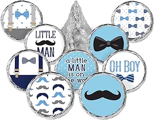 Amazon.com: Little Man Baby Shower Favor Stickers, It's a Boy Chocolate ...