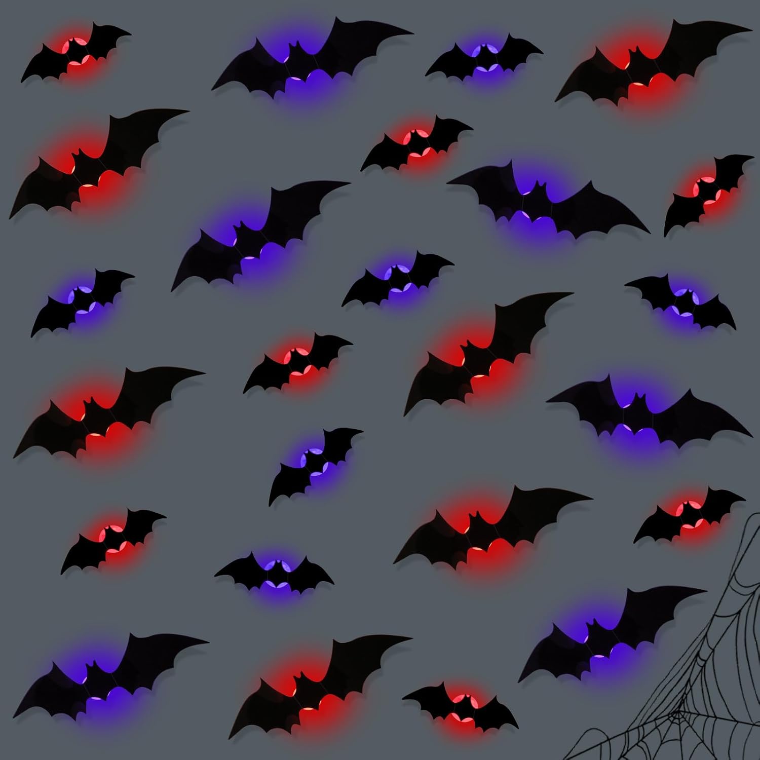 24 Pack Halloween Decoration LED Bats Wall Decor Large 3D Halloween Bat ...