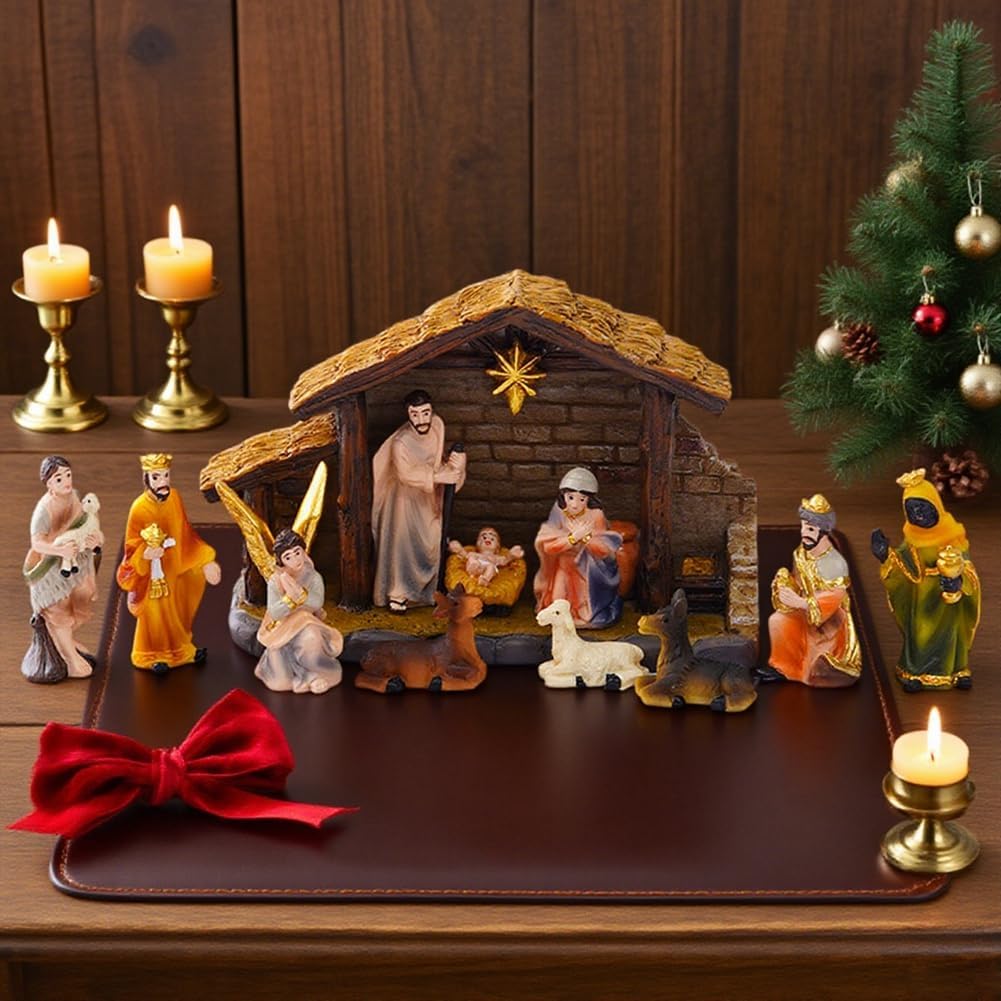 Amazon.com: Bullpiano Nativity Scene Set, 12Pcs Nativity Set Indoor ...