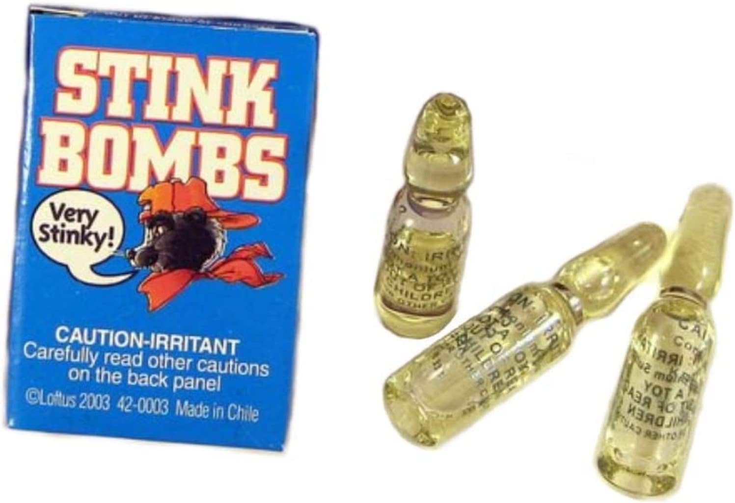 Joker Skunk Smell Prank Breaking Bottle 2" Stink Bombs, Clear, 3 Pack ...