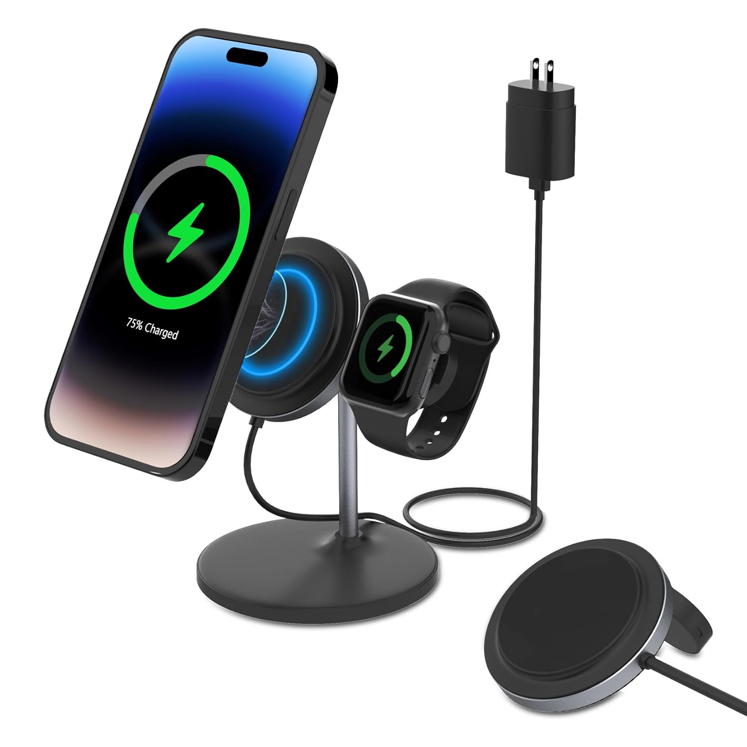Magnetic Wireless Charger for iPhone, 2 in 1 Fast Charging Station for ...