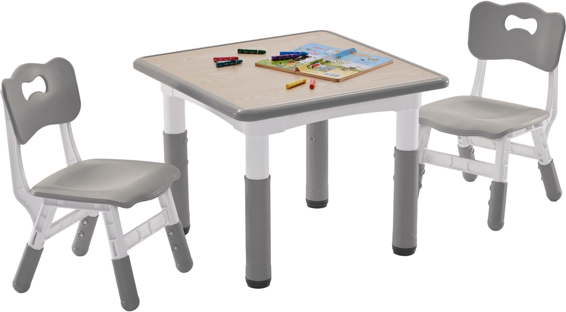 Amazon.com: FUNLIO Kids Table and 2 Chairs Set, Height Adjustable ...