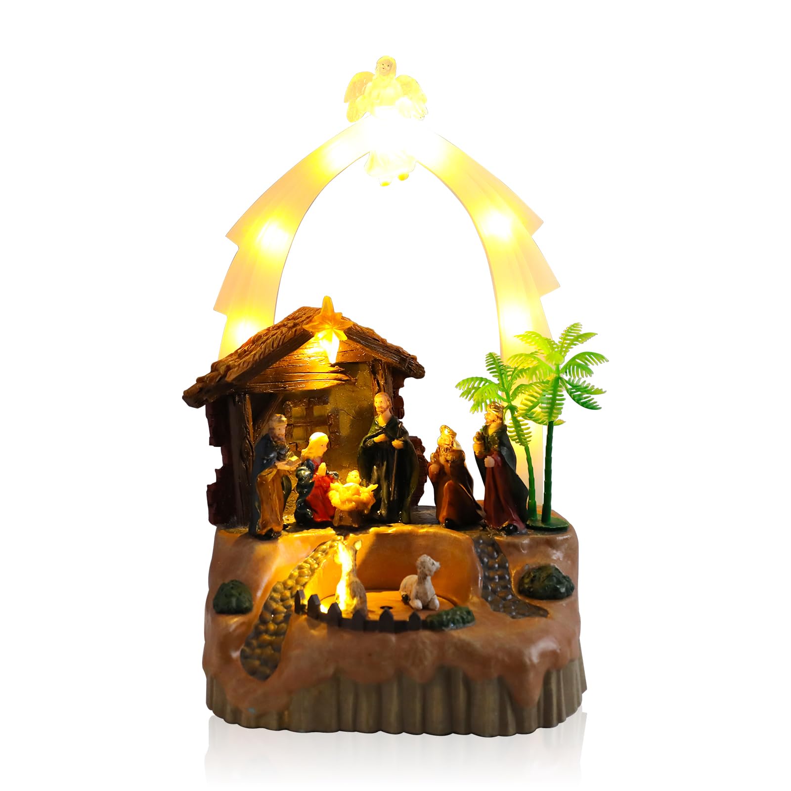 Amazon.com: MUMTOP Christmas Village Nativity Scene with Rotating Sheep ...