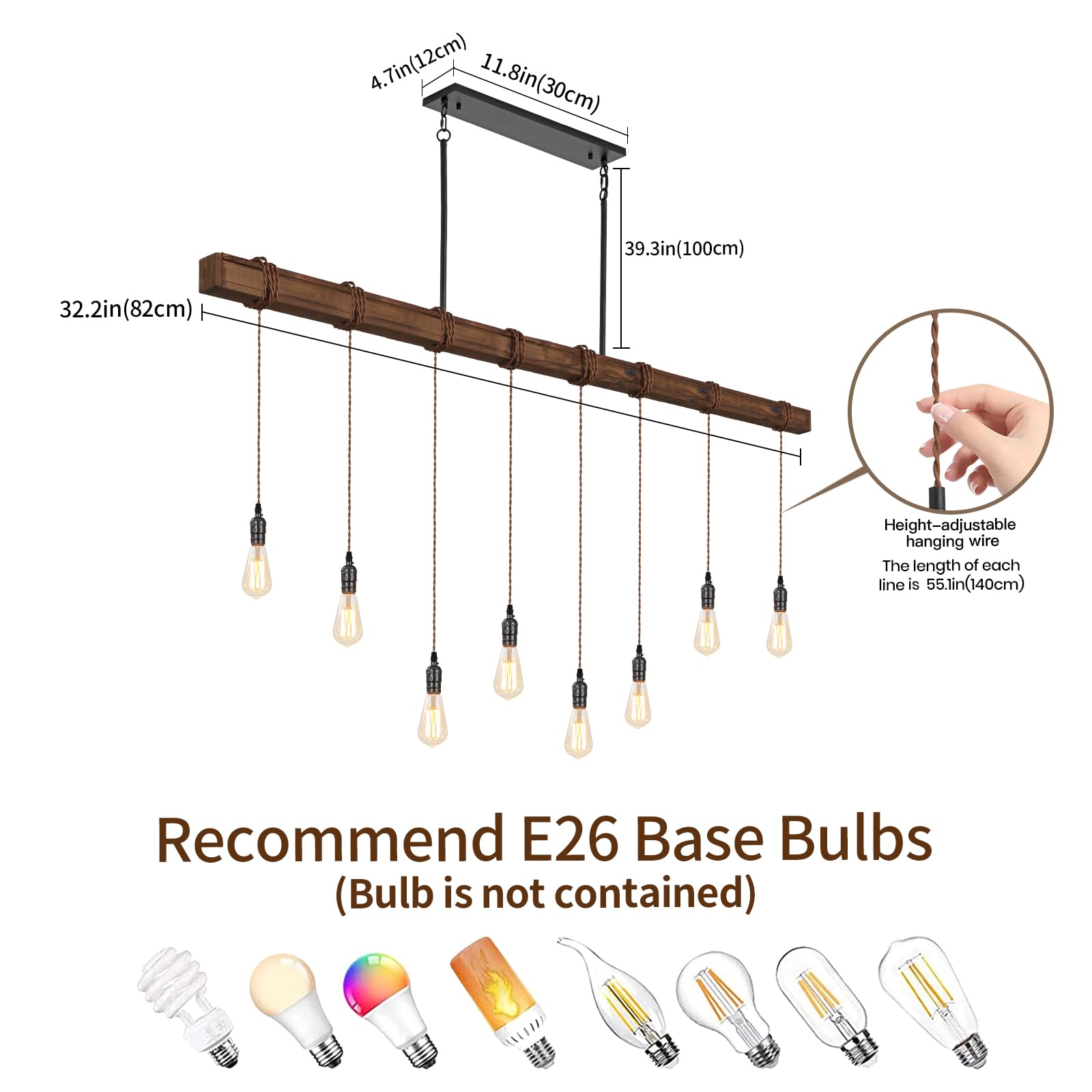 Snapklik.com : 8 Light Farmhouse Kitchen Island Lighting,Rustic ...