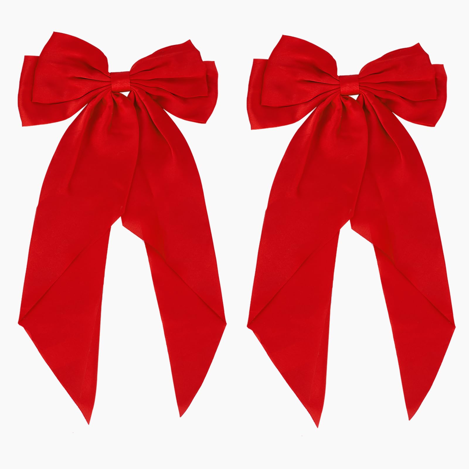 Amazon.com : Christmas Red Hair Bows for Women, Silky Satin Hair Bows ...