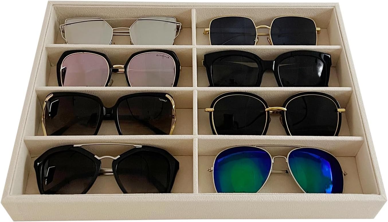Amazon.com: Batiyeer 2 Pcs Sunglasses Organizer Storage Tray 10 Grids ...